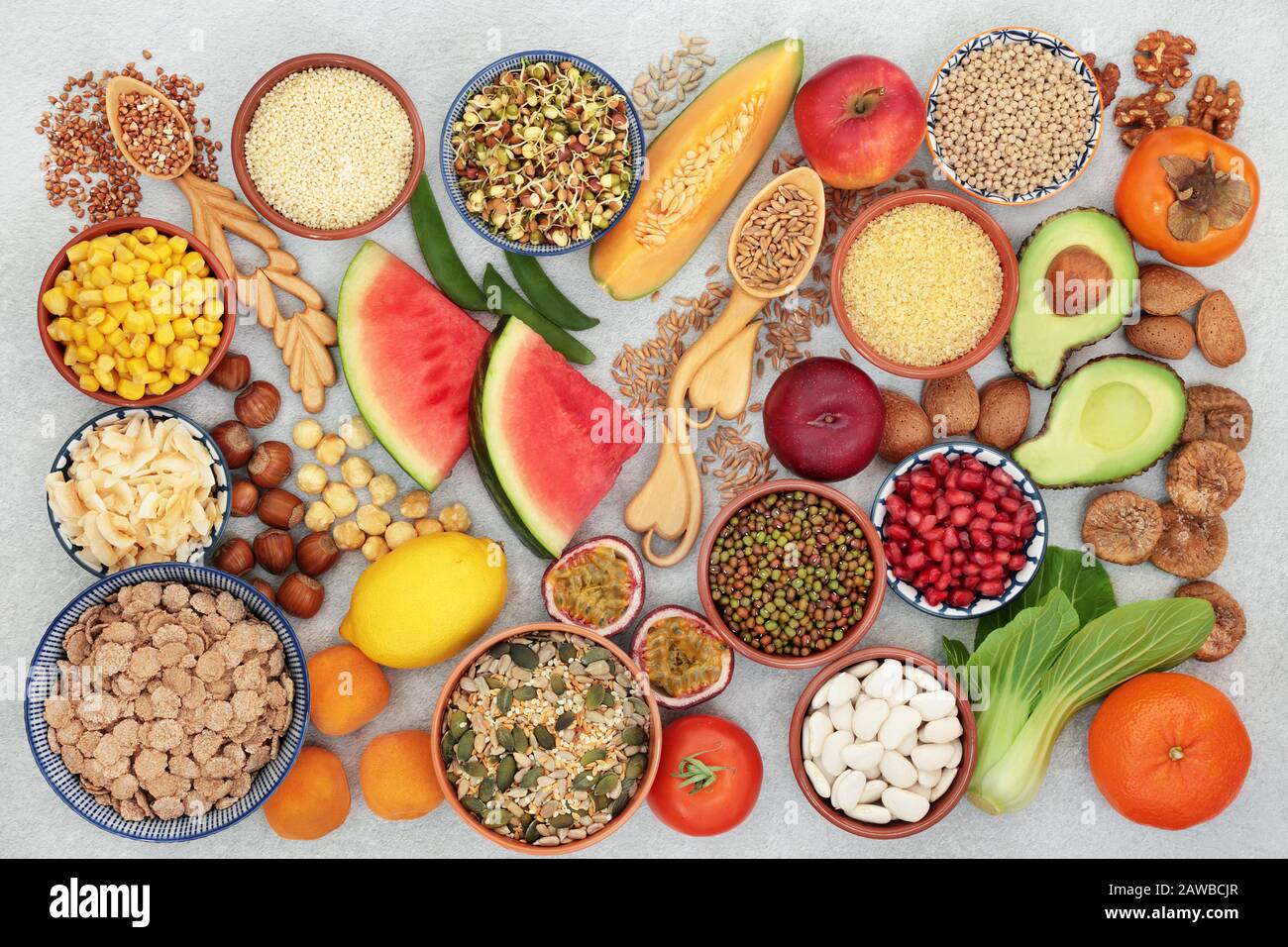 High dietary fibre super food concept with foods containing ...