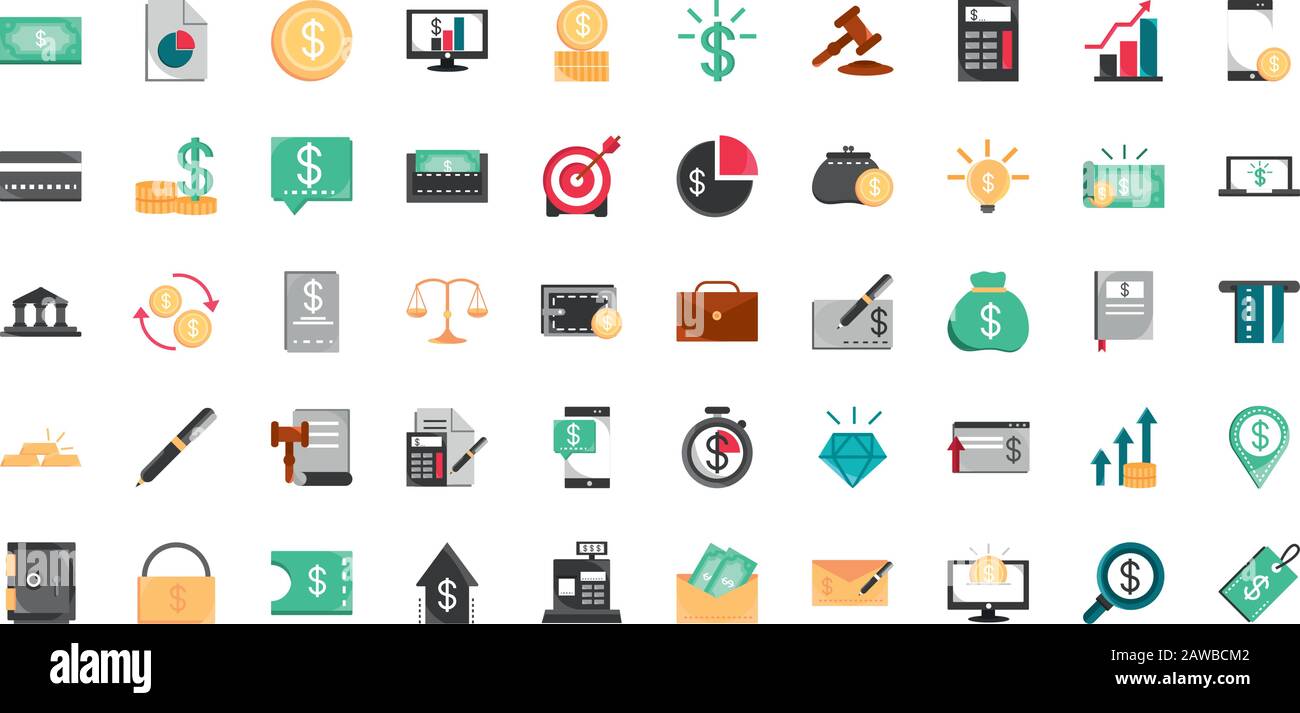 finance money business economy icons set vector illustration Stock ...