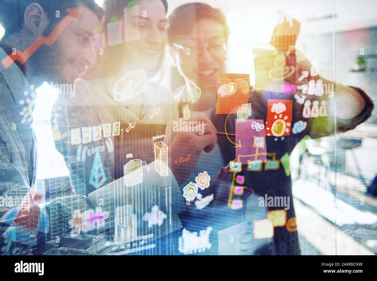 Team of happy people work together. concept of teamwork, partnership ...