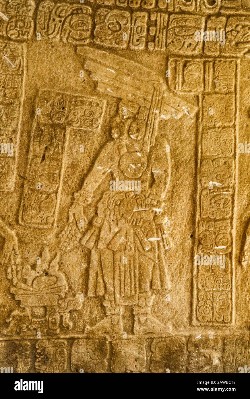 Big Hat stela, visitor center at Nim Li Punit, Maya ruins, Southern ...