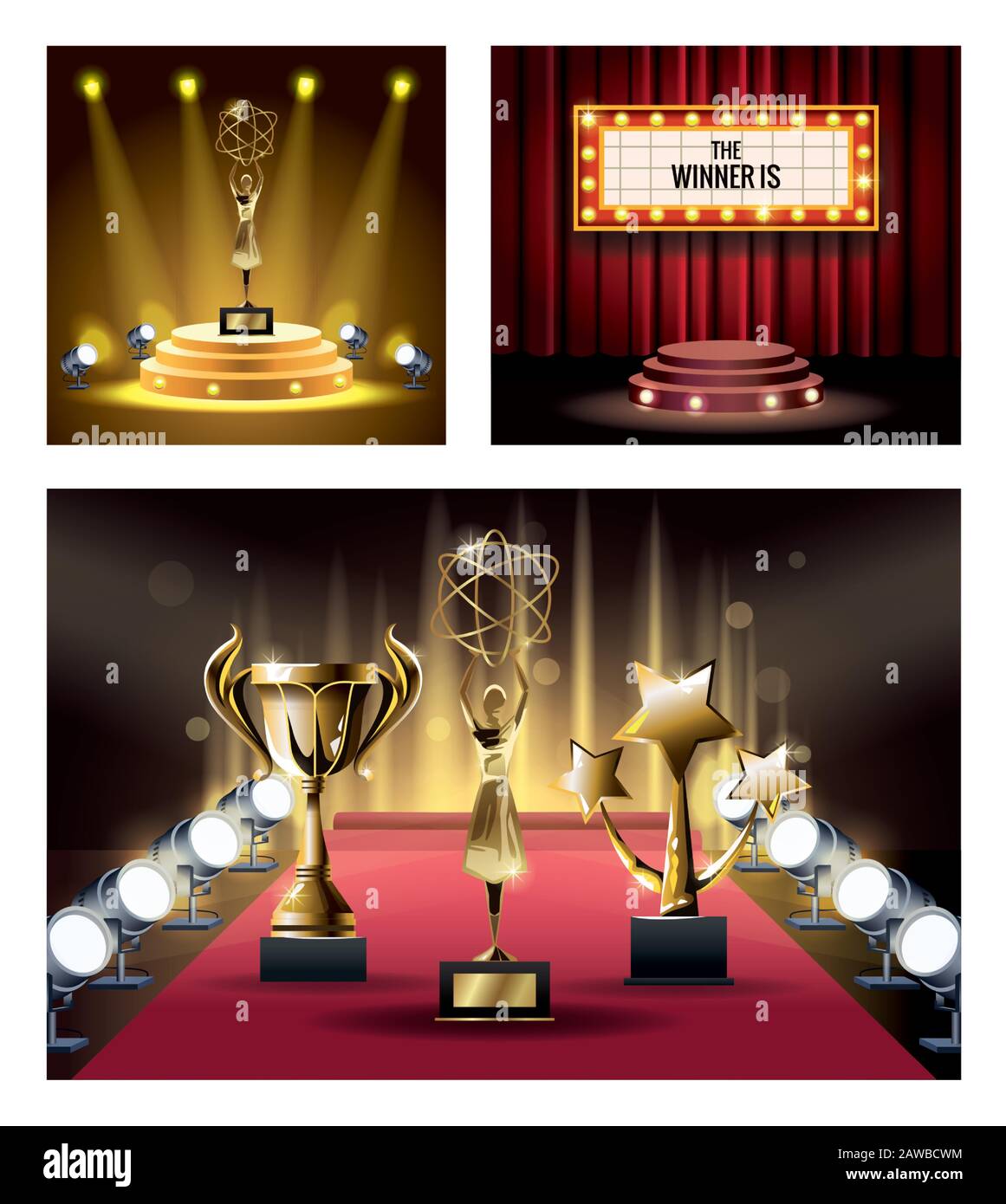films awards set trophies icons Stock Vector Image & Art - Alamy