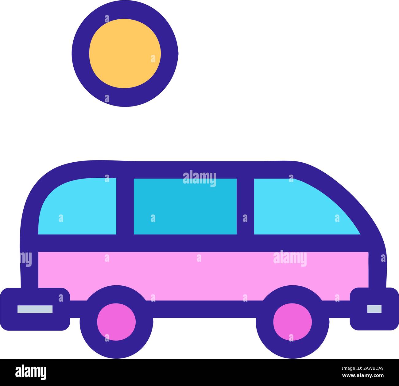 Bus sun icon vector. Isolated contour symbol illustration Stock Vector ...