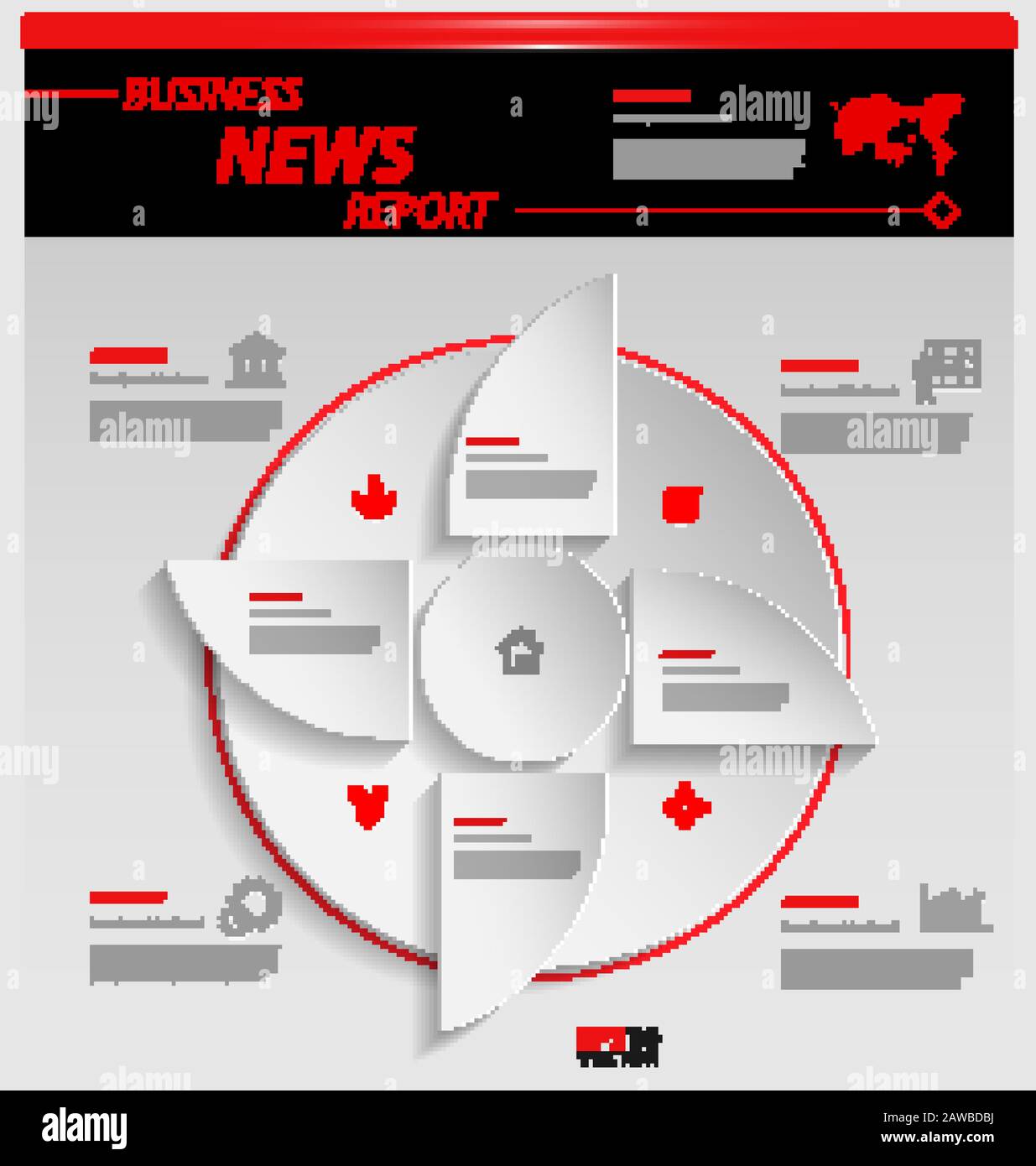 Stylized presentation template with empty text boxes and embellishment ...