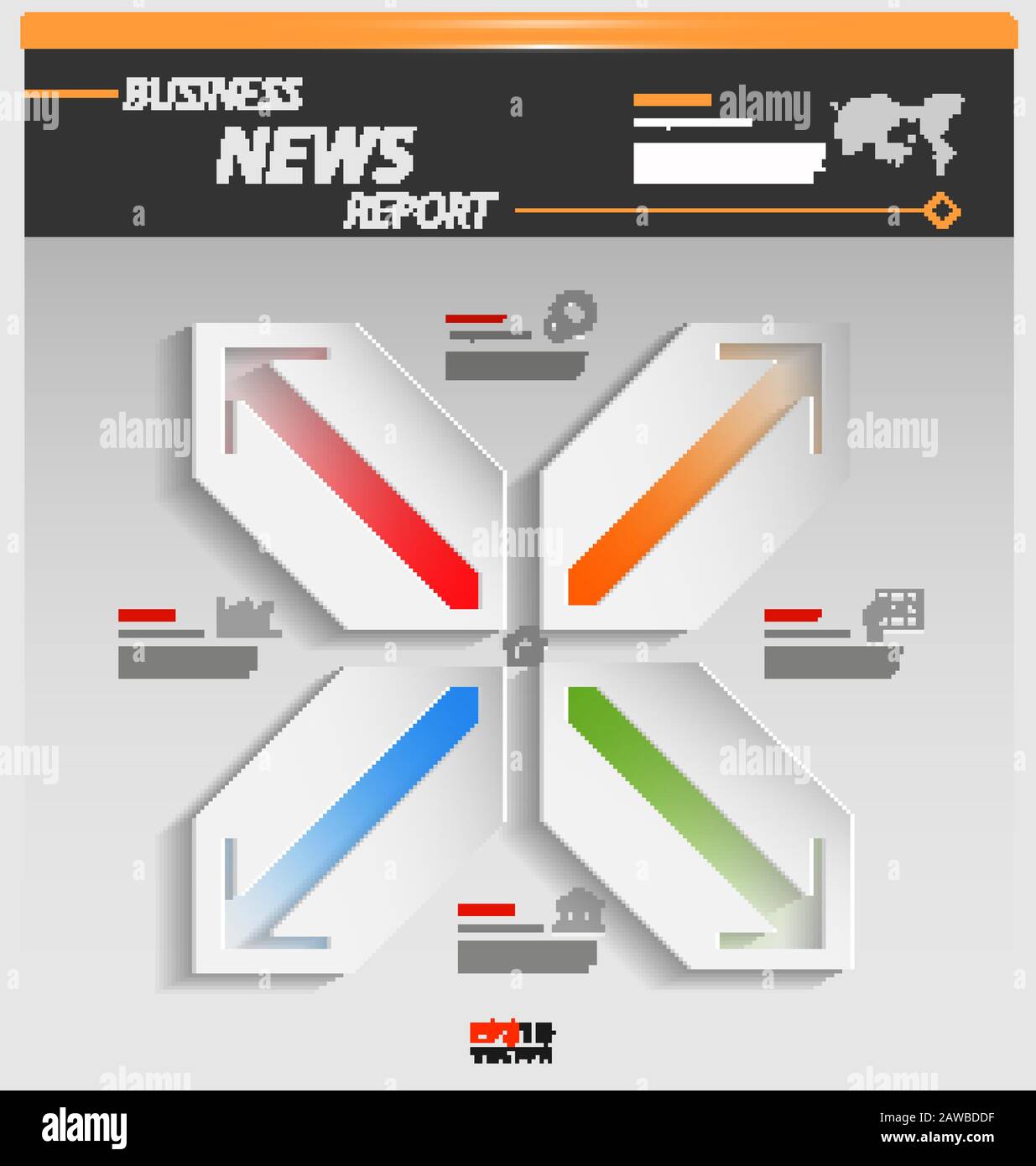 Stylized presentation template with empty text boxes and embellishment ...