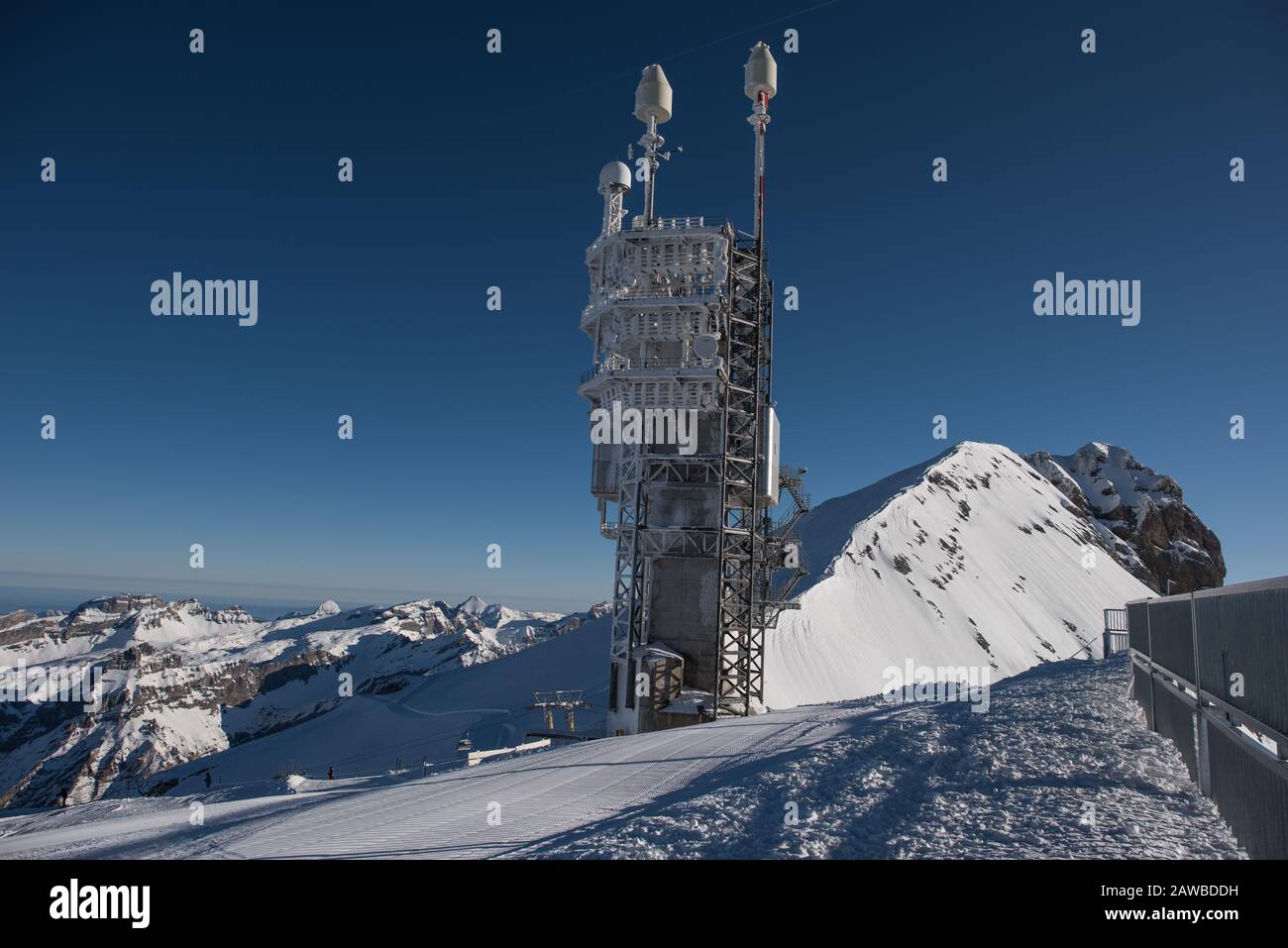 european alps landscape in winter time, mount titlis in switzerland ...