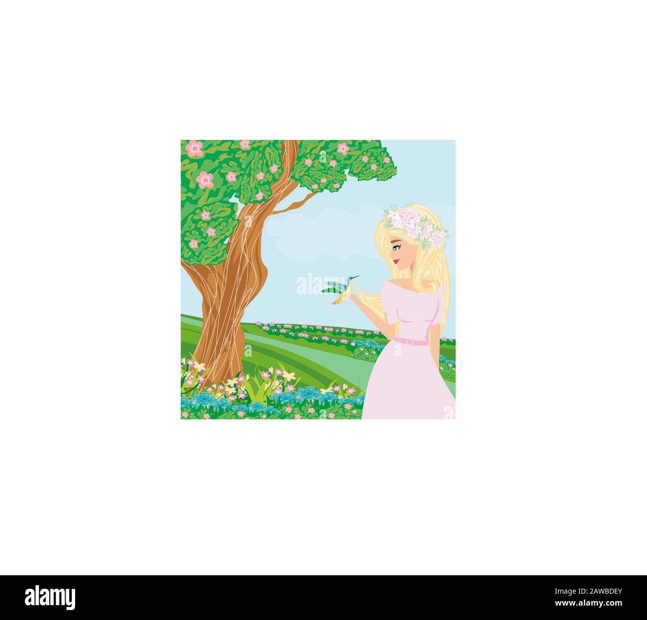 Spring walk female Stock Vector Images - Alamy