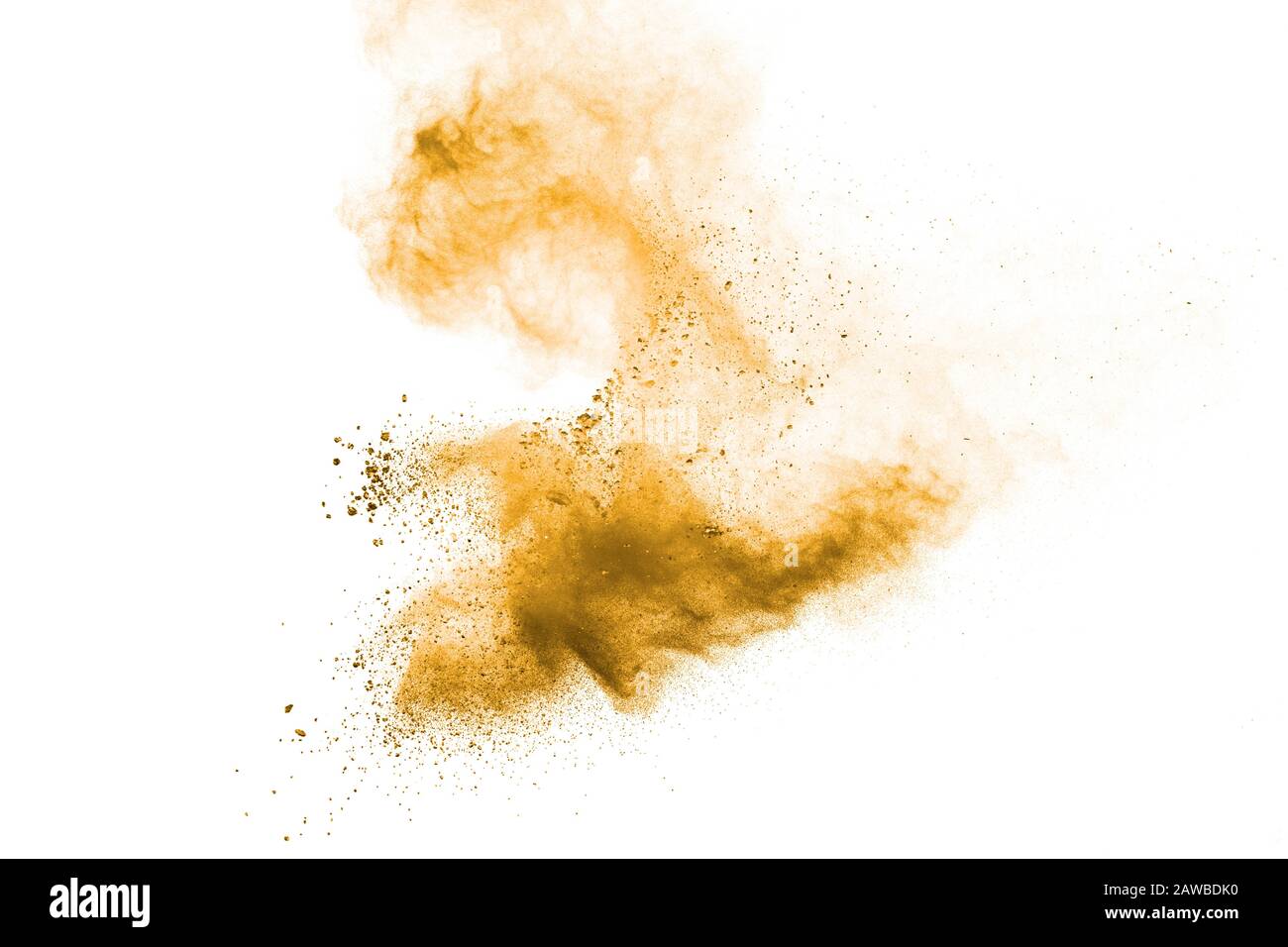 Brown dust cloud.Brown particles splattered on white background Stock ...