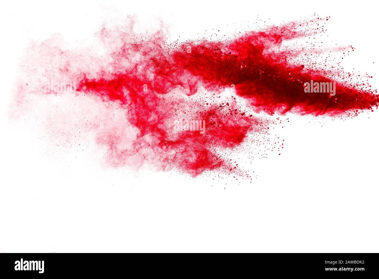 Red powder explosion on white background. Freeze motion of red dust ...