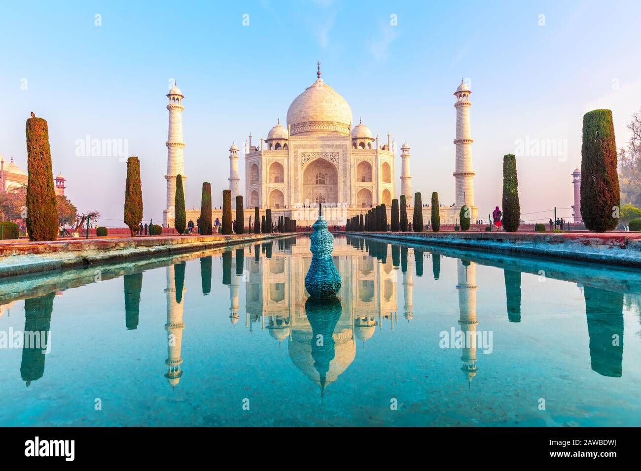Taj Mahal mausoleum at sunset, Agra, India Stock Photo - Alamy