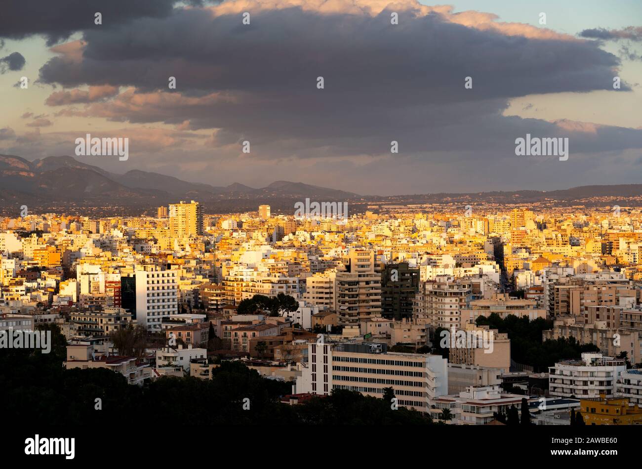 Panorama of Palma de Mallorca, Balearic Islands, residential area Stock ...