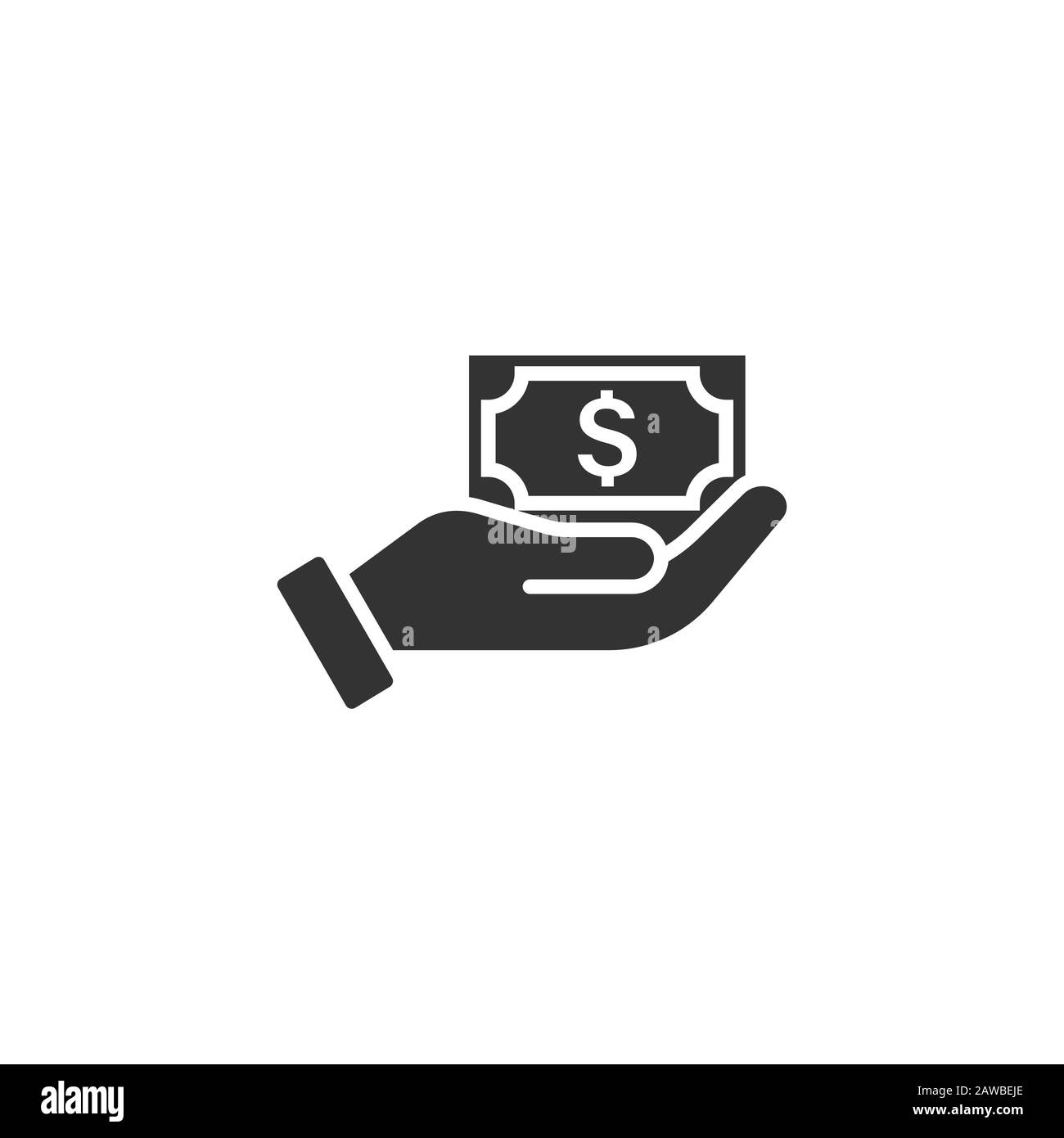 Remuneration icon in flat style. Money in hand vector illustration on ...
