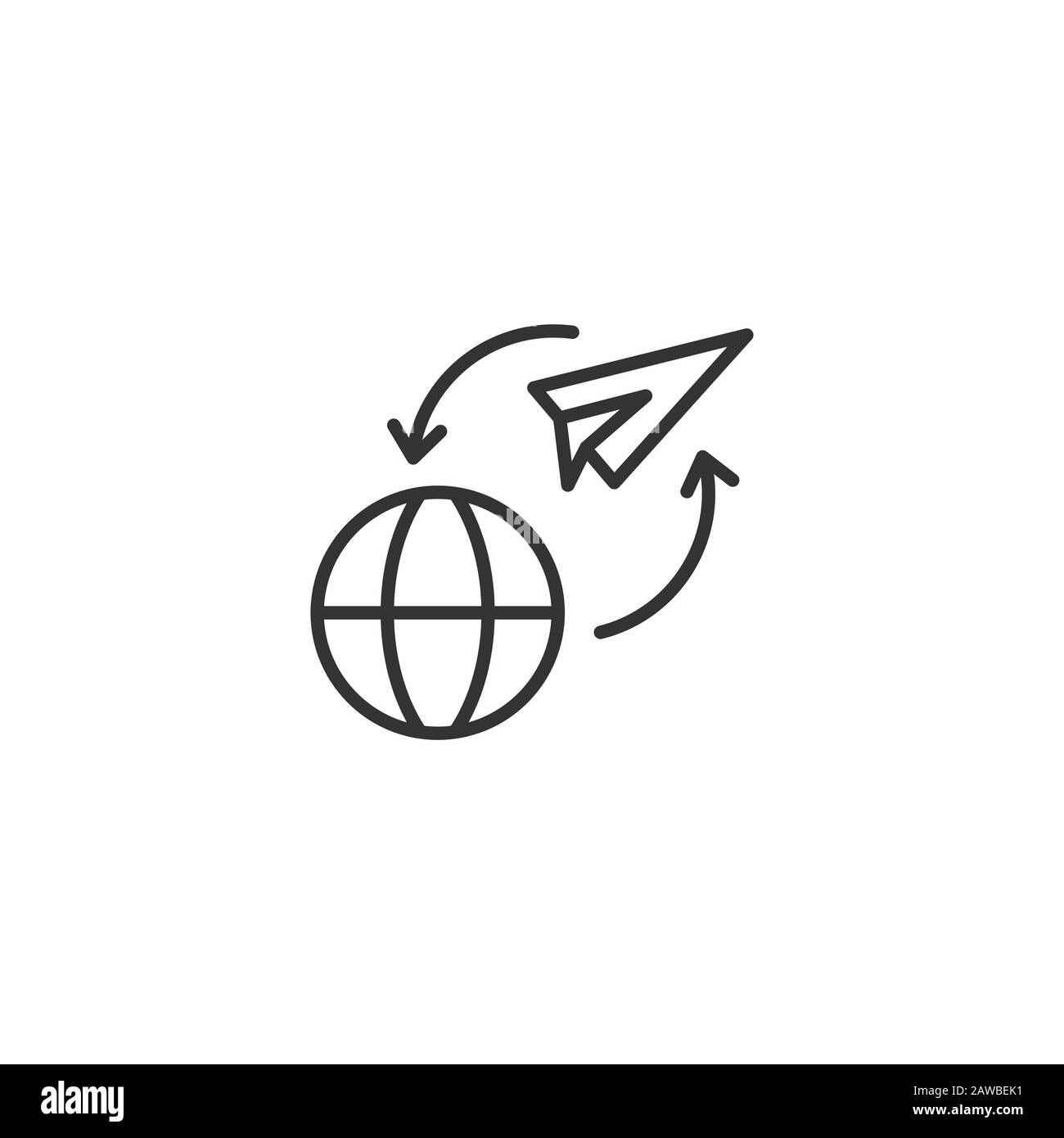 Global travel icon in flat style. Paper plane vector illustration on ...