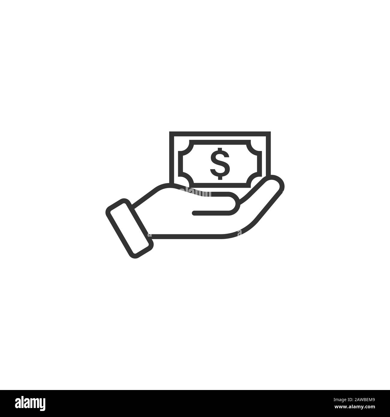 Remuneration icon in flat style. Money in hand vector illustration on ...
