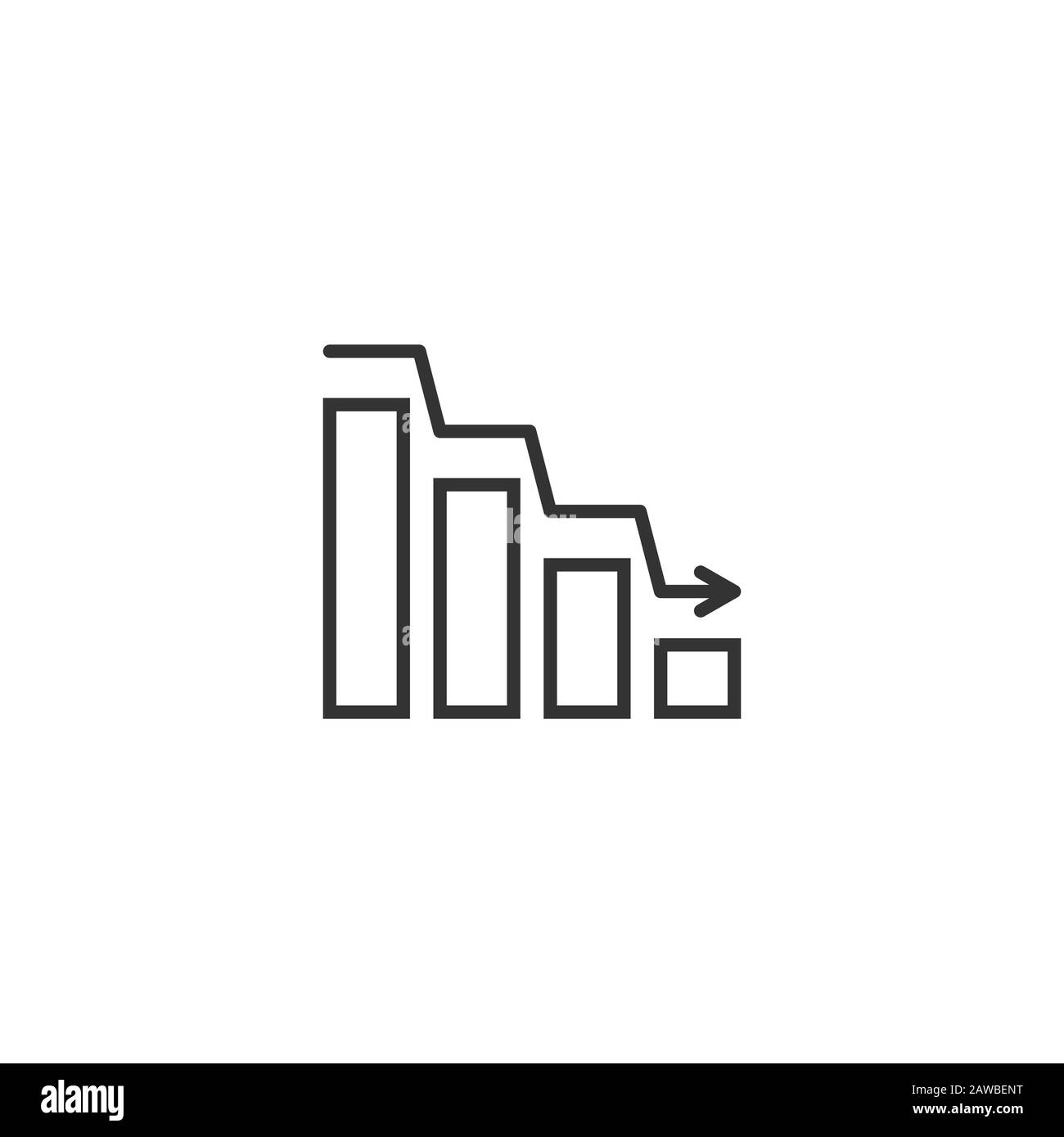 Market trend icon in flat style. Decline arrow with magnifier vector ...