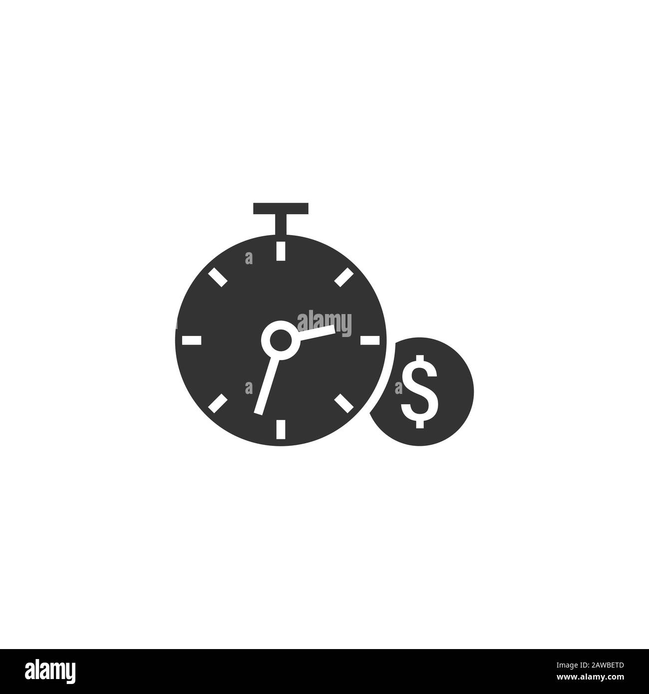Time is money icon in flat style. Clock with dollar vector illustration ...