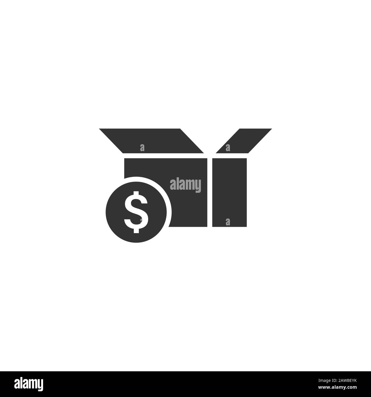 Shipping box with dollar icon in flat style. Container vector ...