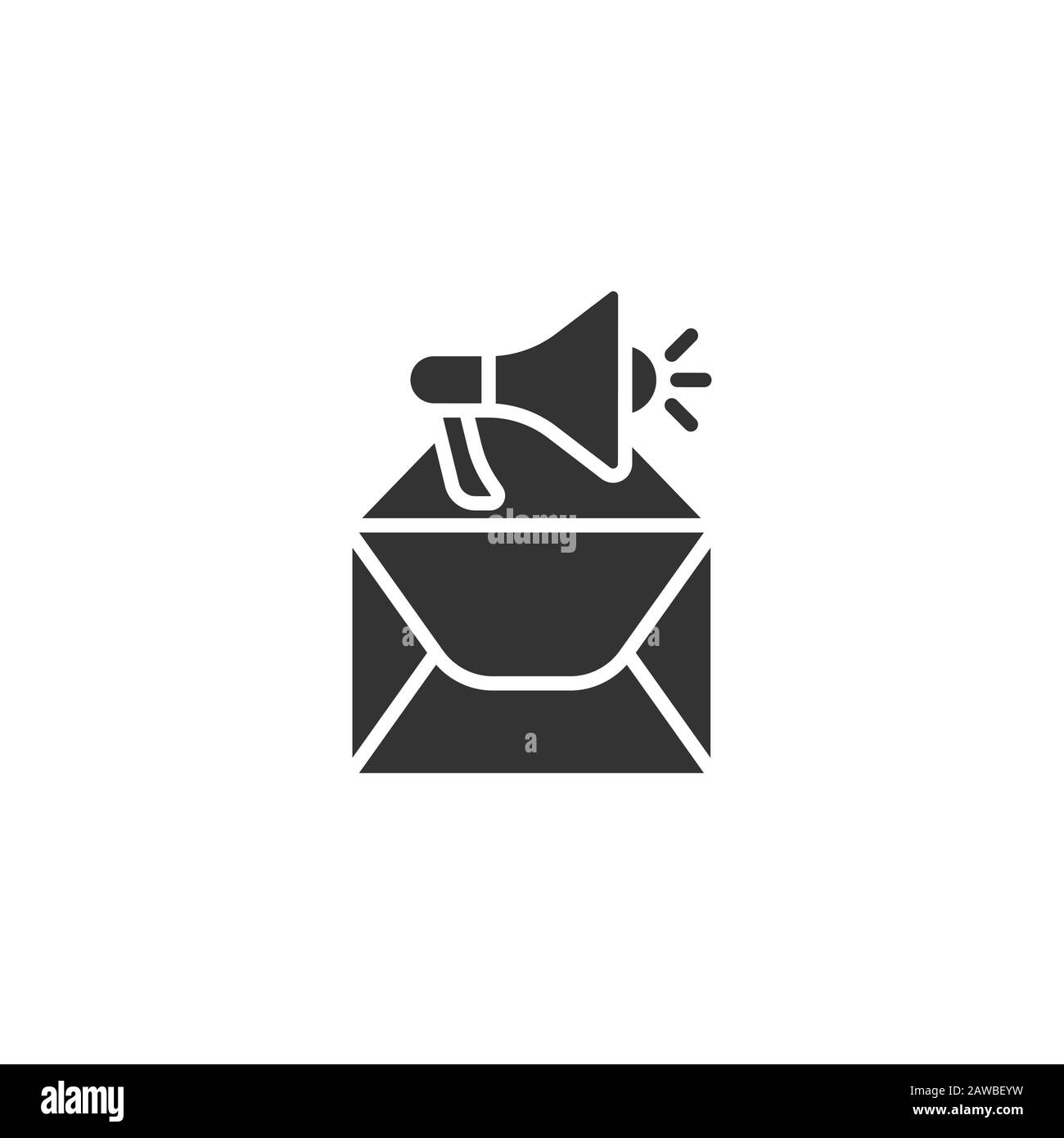 Envelope notification icon in flat style. Email with speaker vector ...