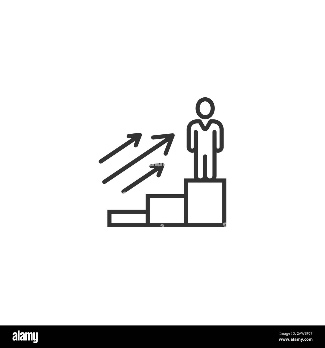 People with growth arrow icon in flat style. Work strategy vector ...
