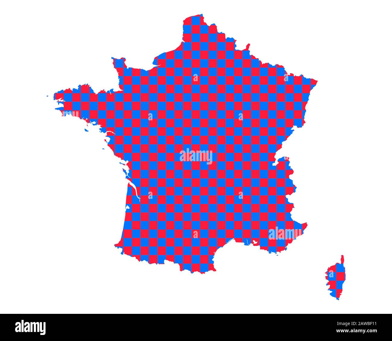Map of France in checkerboard pattern Stock Photo - Alamy