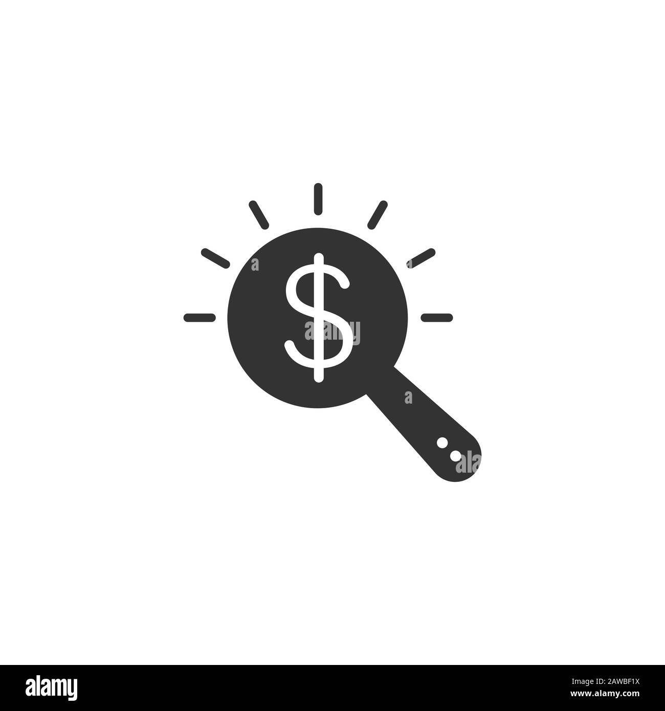 Magnifier glass money icon Black and White Stock Photos & Images - Alamy