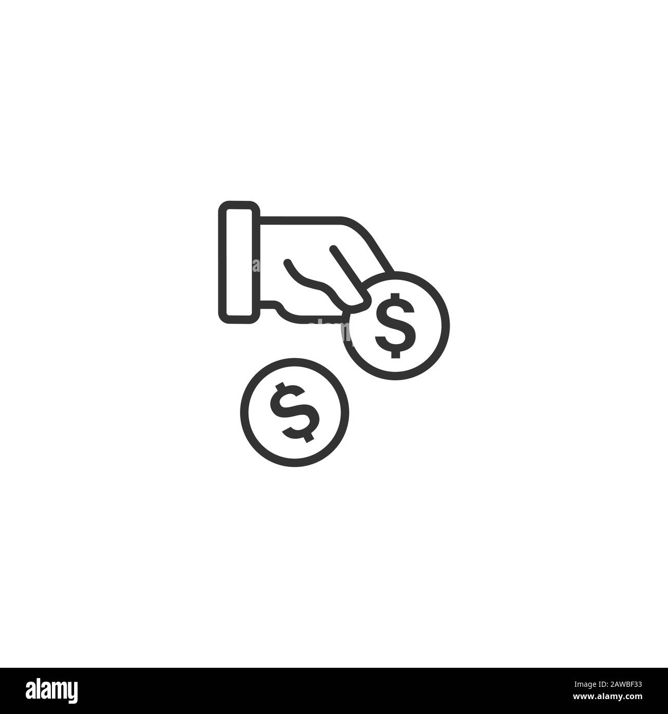 Remuneration icon in flat style. Money in hand vector illustration on ...