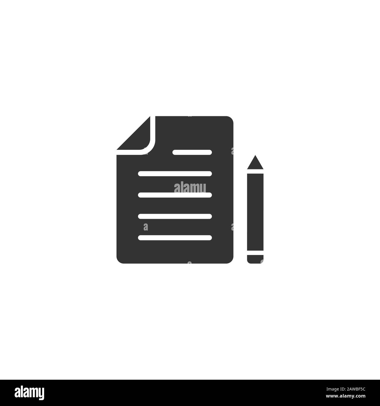 Document note with pen icon in flat style. Paper sheet pencil vector ...