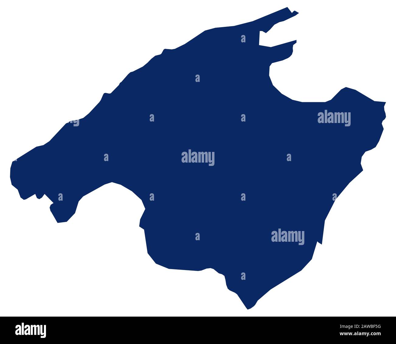 Map of Mallorca in blue colour Stock Photo - Alamy