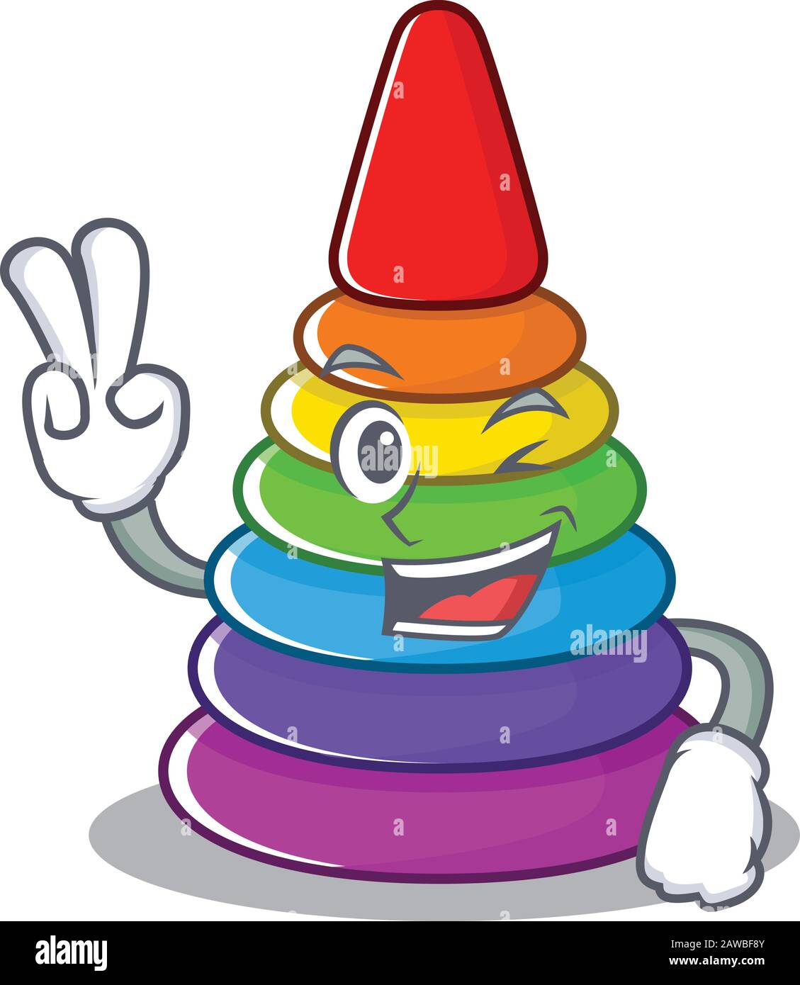 mascot of funny toy pyramid cartoon Character with two fingers Stock ...