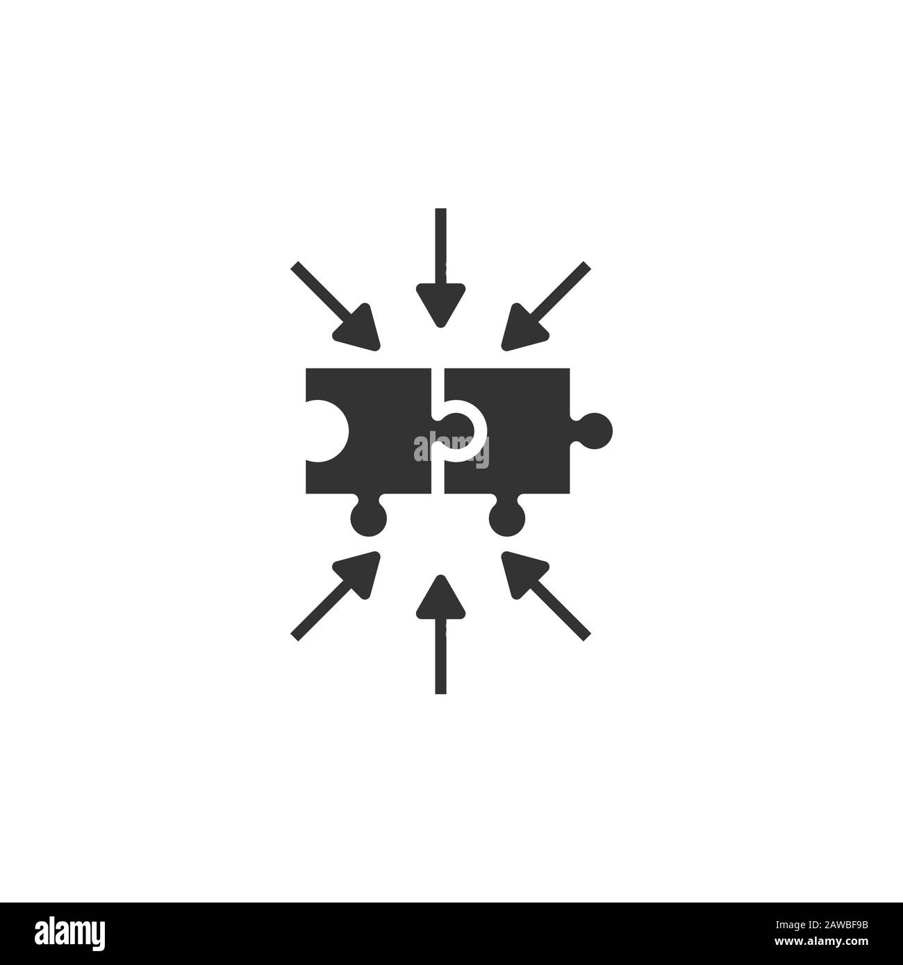 Puzzle jigsaw icon in flat style. Solution compatible vector ...