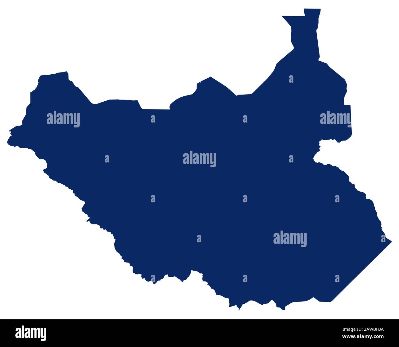 Map of the South Sudan in blue colour Stock Photo - Alamy