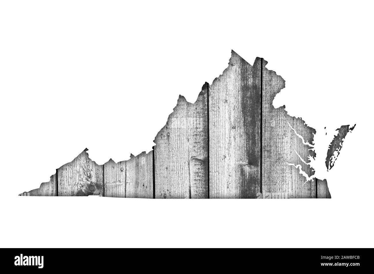 Map of Virginia on weathered wood Stock Photo - Alamy