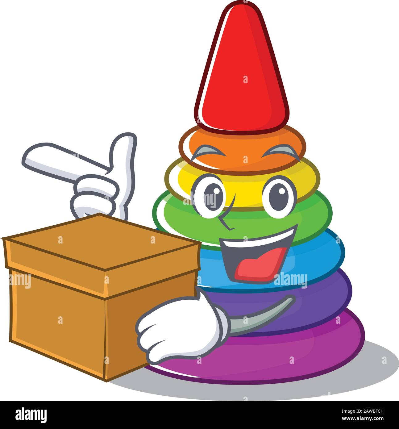 Cute toy pyramid cartoon character having a box Stock Vector Image ...