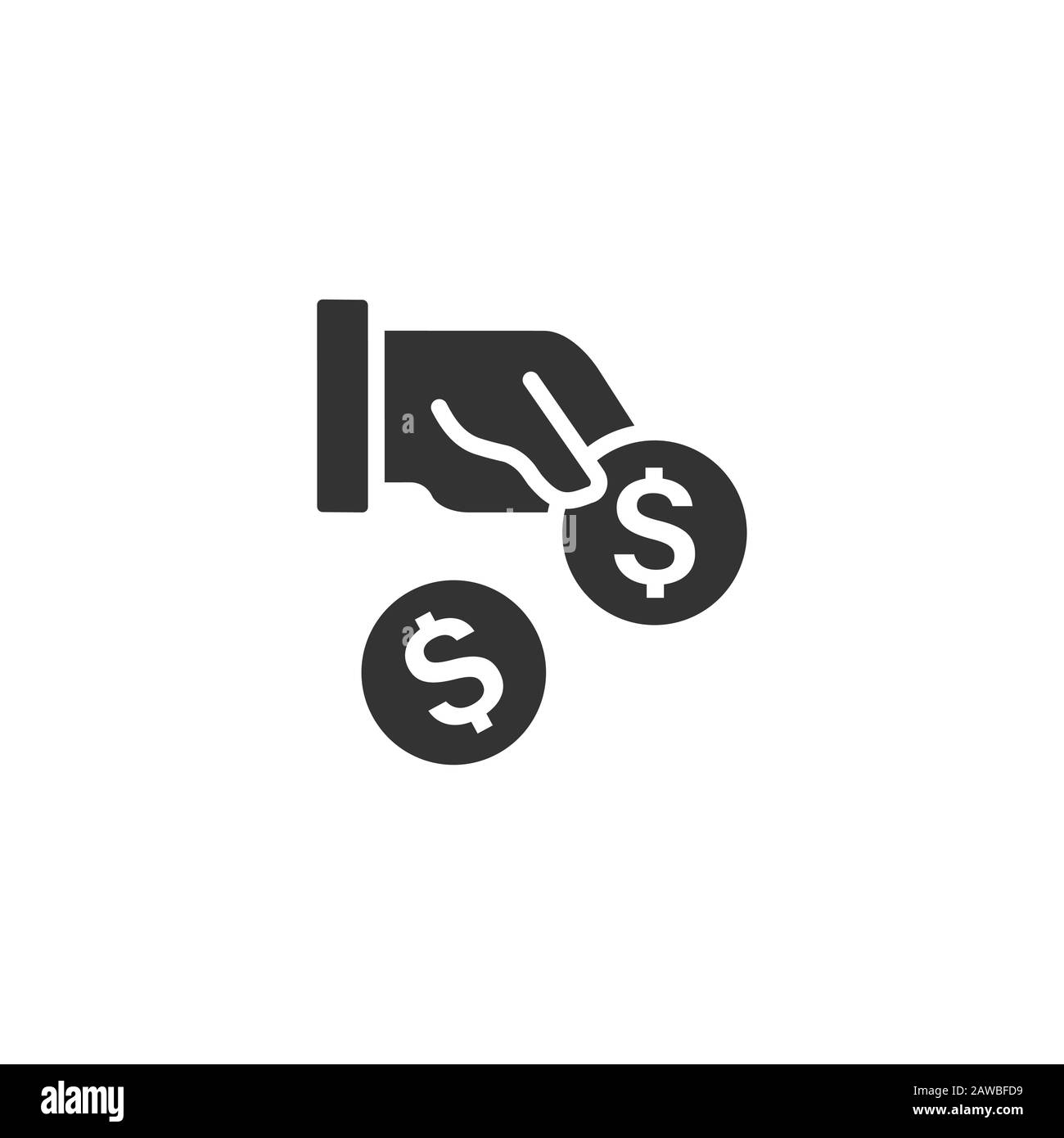 Remuneration icon in flat style. Money in hand vector illustration on ...