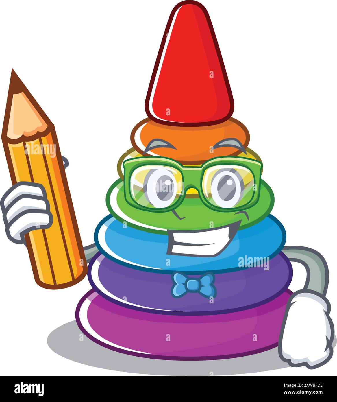 A smart Student toy pyramid character holding pencil Stock Vector Image ...
