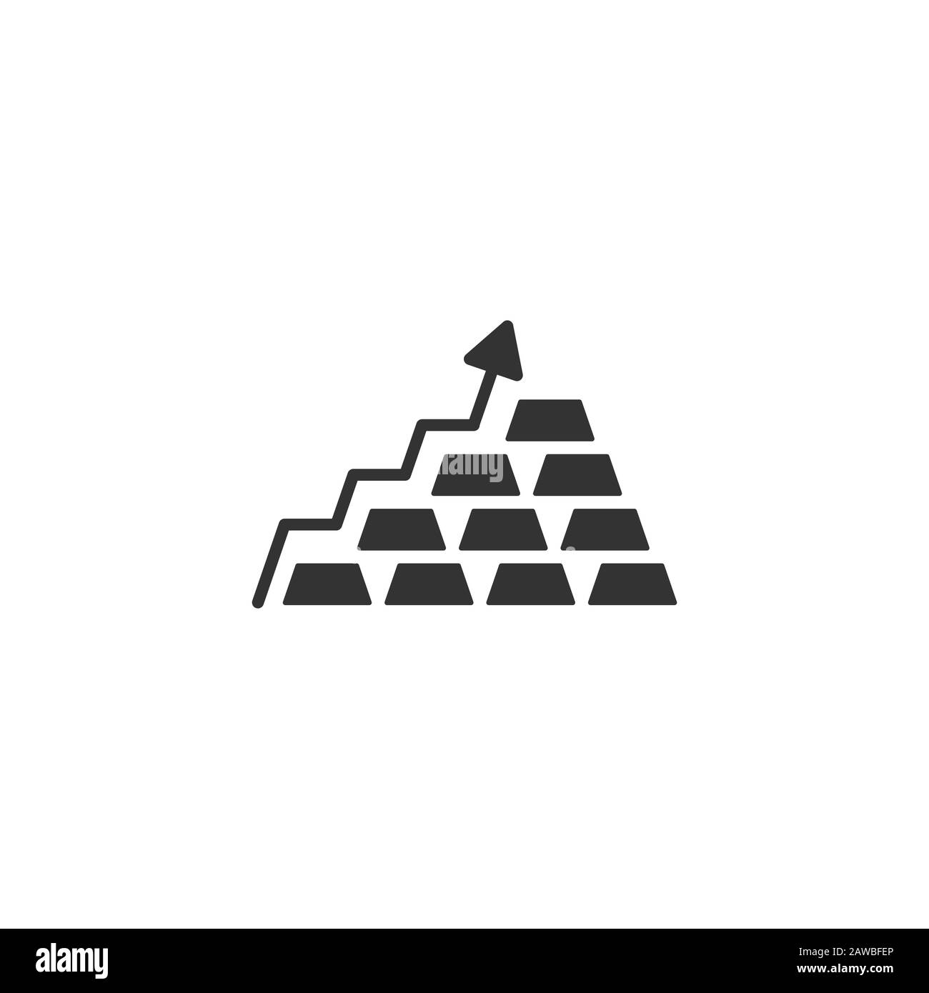Gold stack price increase icon in flat style. Silver brick diagram ...