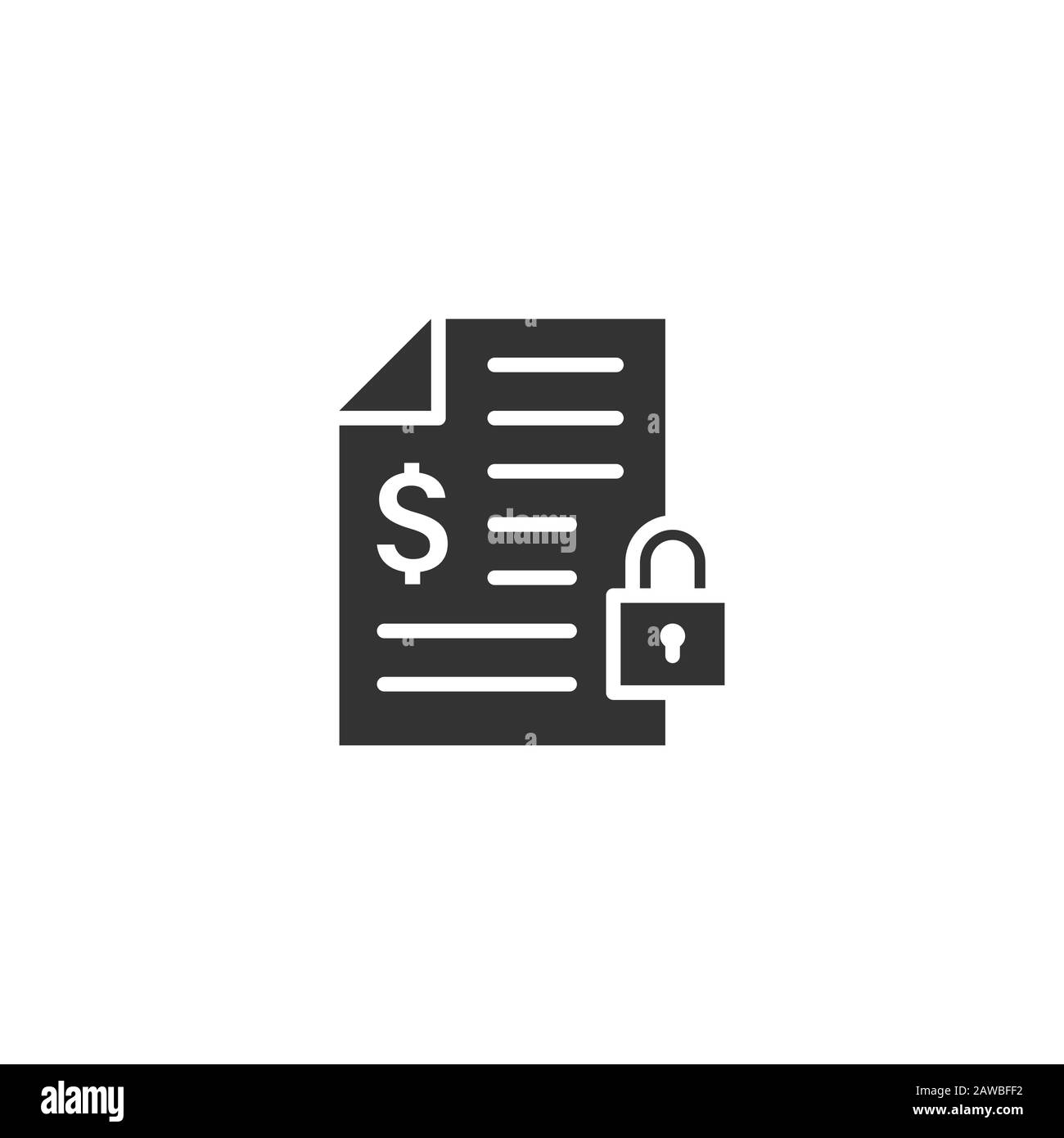 Financial statement icon in flat style. Document with lock vector ...