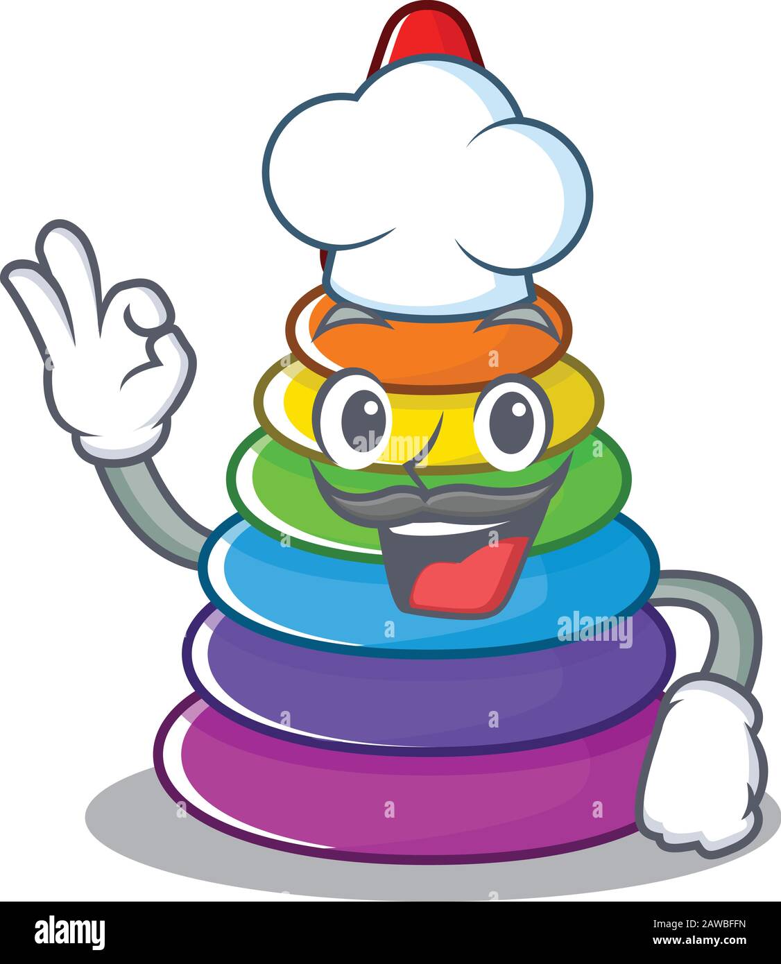 Toy pyramid cartoon character working as a chef and wearing white hat ...