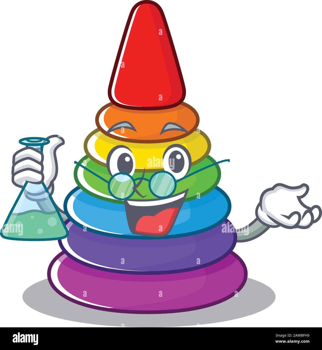 Cool toy pyramid Professor cartoon character with glass tube Stock ...