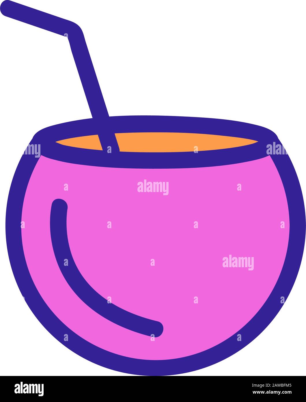 Coconut cocktail icon vector. Isolated contour symbol illustration ...