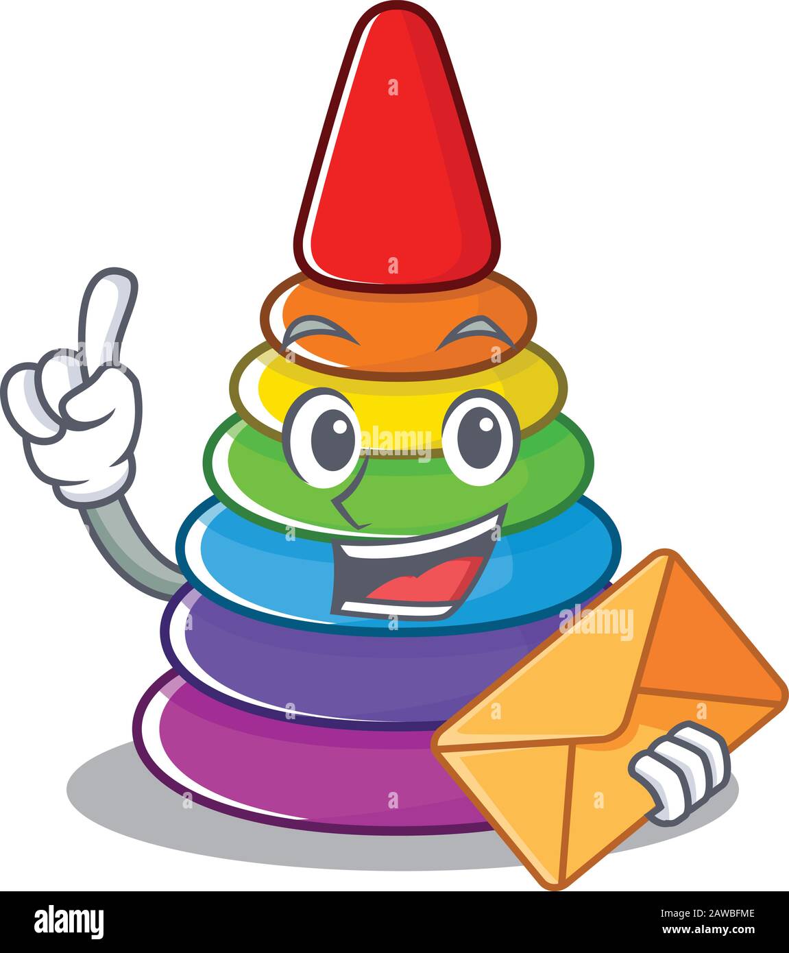 Happy face toy pyramid mascot design with envelope Stock Vector Image ...