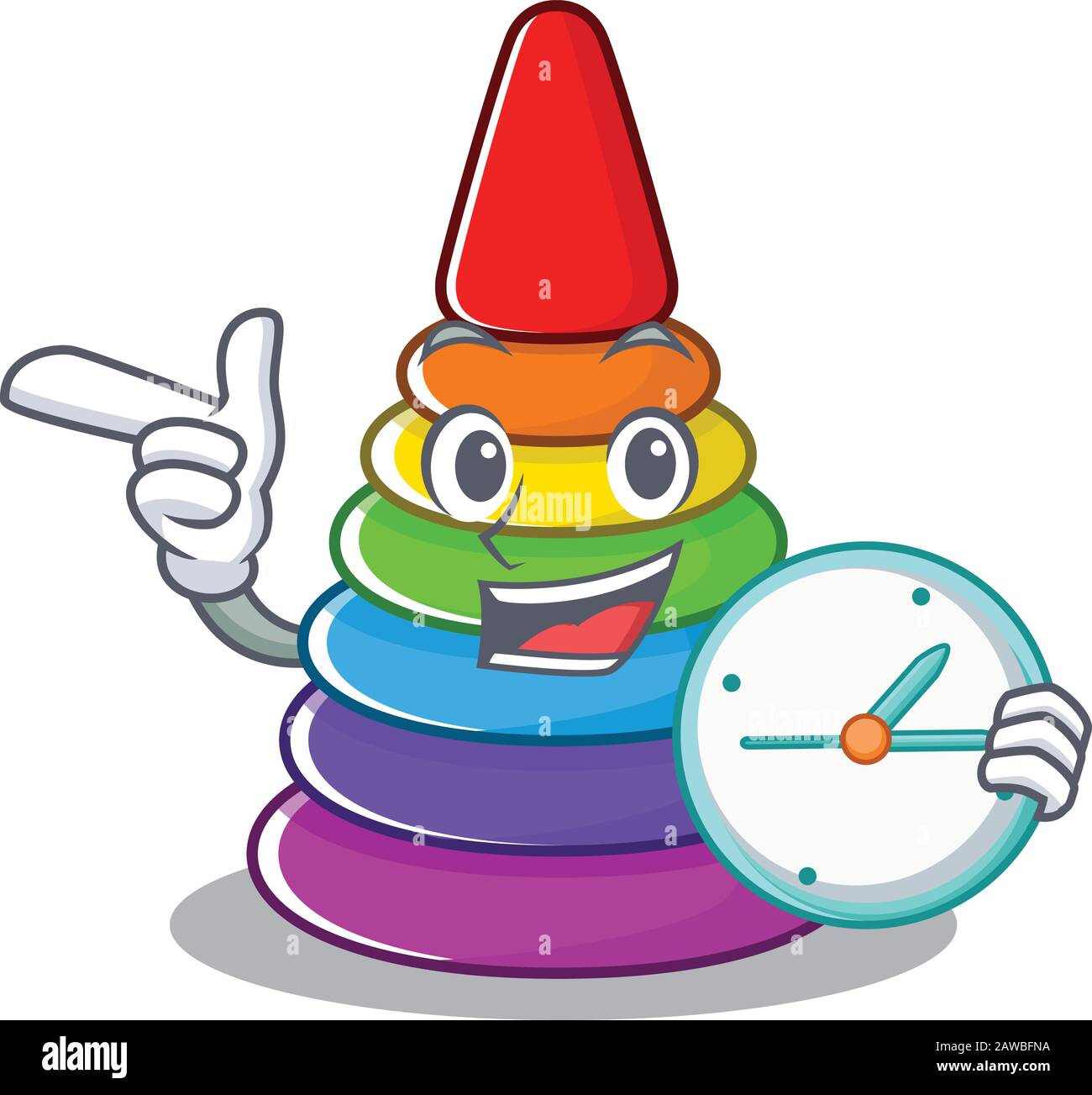 cartoon character concept toy pyramid having clock Stock Vector Image ...