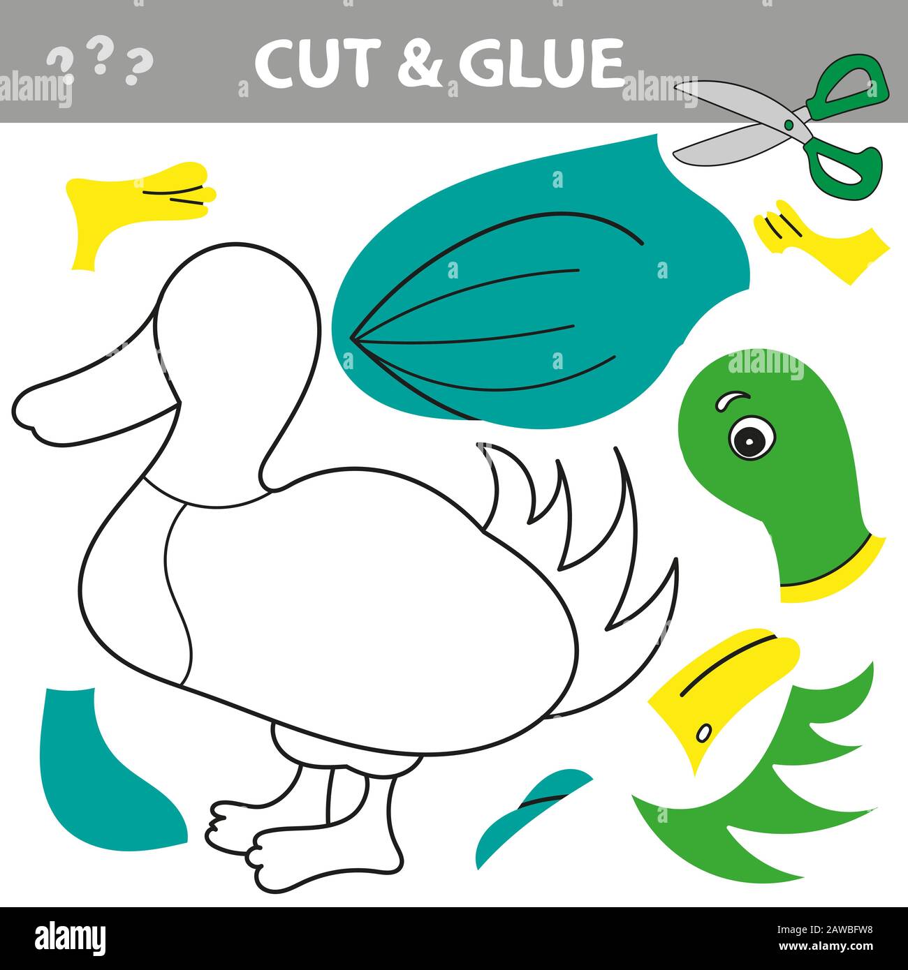 Use scissors and glue and restore the picture inside the contour. Easy ...