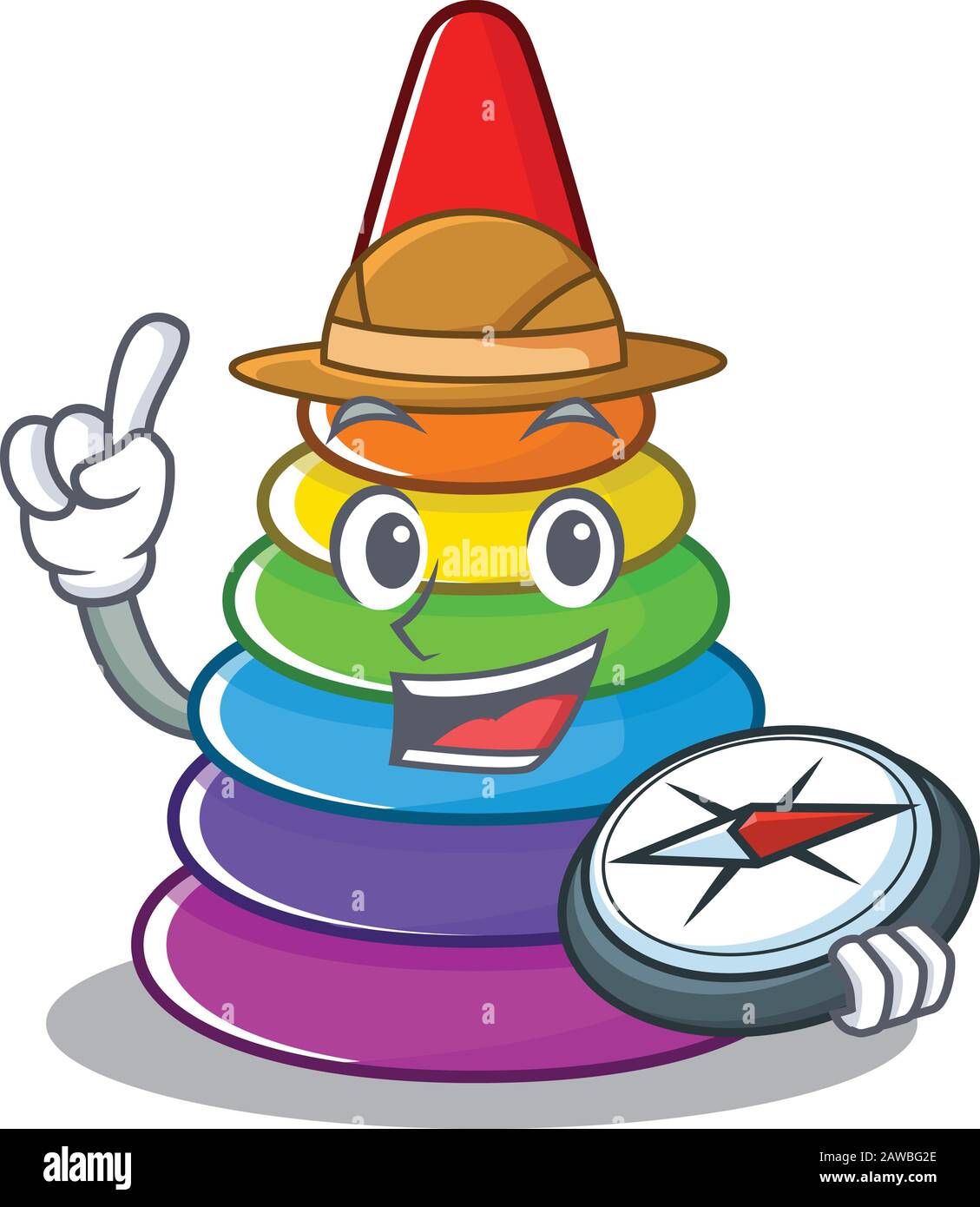 Toy pyramid experienced Explorer using a compass Stock Vector Image ...