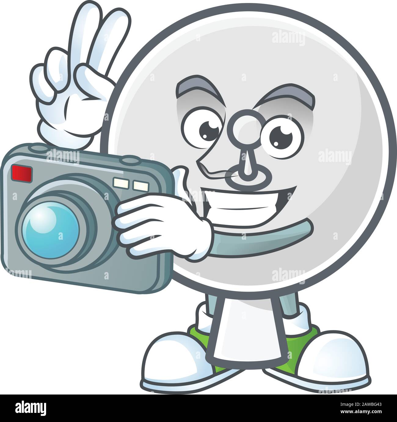 A satellite dish Photographer cartoon character in action with a camera ...