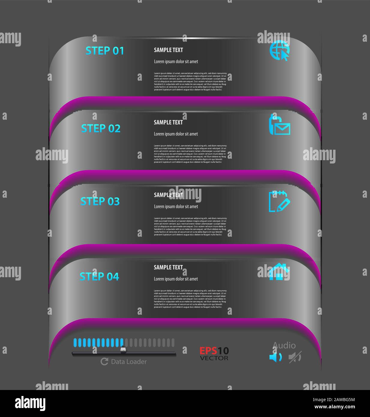 Stylized presentation template with empty text boxes and embellishment ...