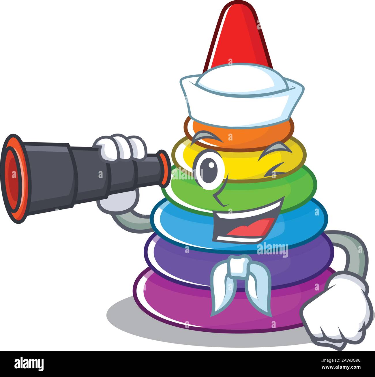 A picture of toy pyramid working as a Sailor with binocular Stock ...
