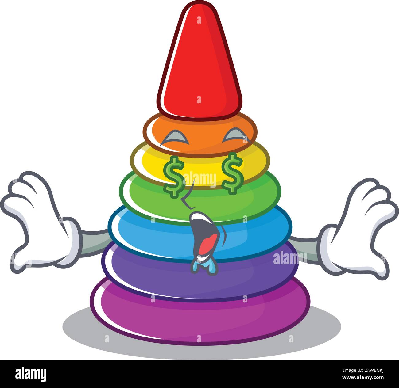 Happy rich toy pyramid cartoon character with Money eye Stock Vector ...