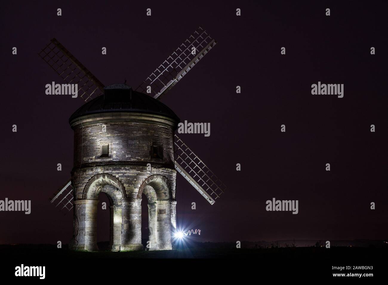 Night Light Painting of Windmill in UK Stock Photo - Alamy