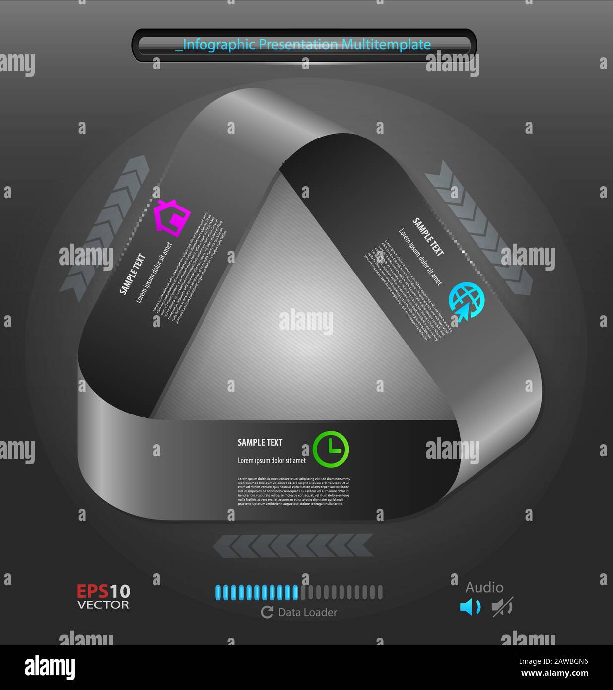 Stylized presentation template with empty text boxes and embellishment ...