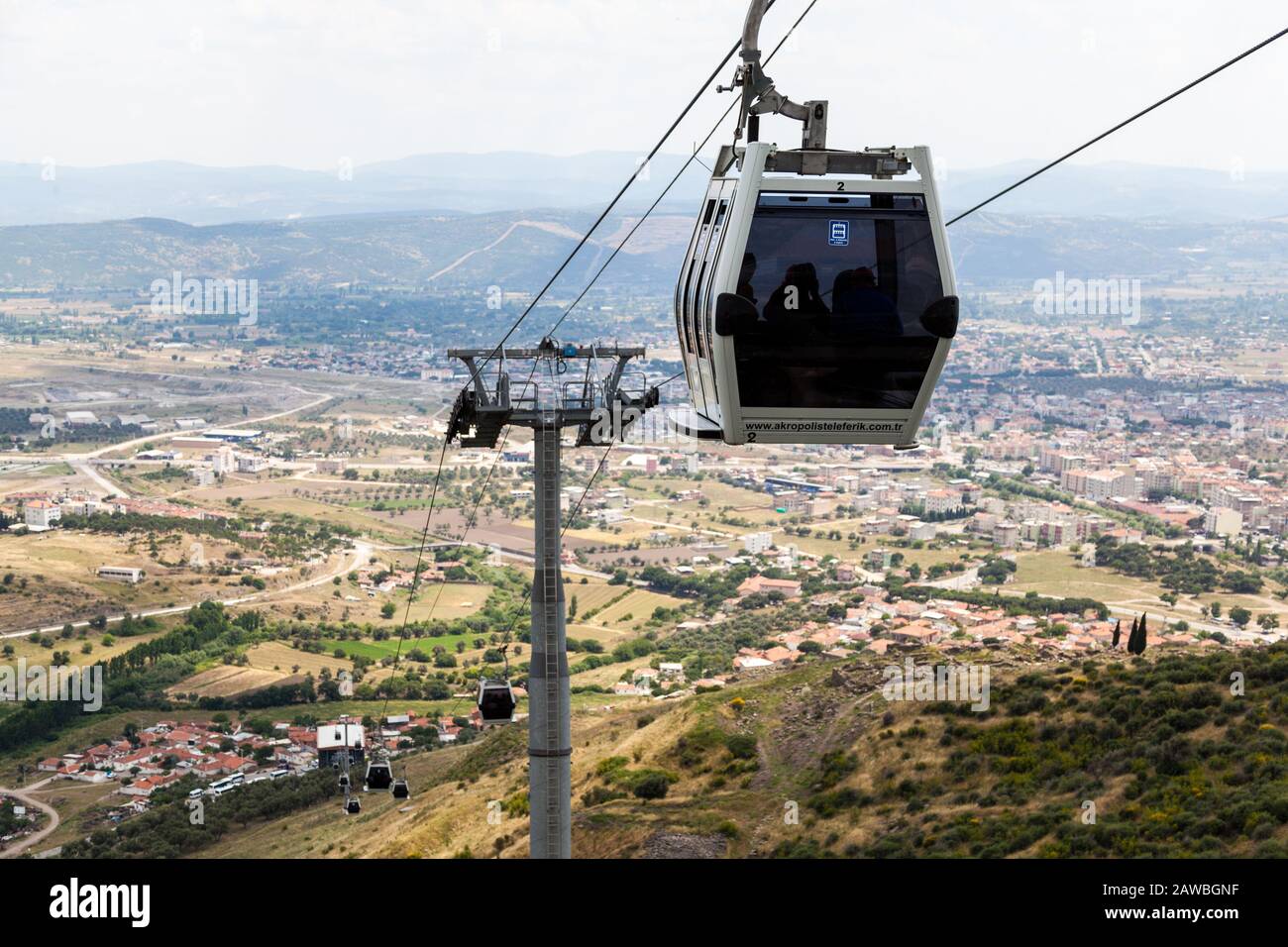 Cable Car is going up to temple of Acropolis, Pergamum Empire Stock ...